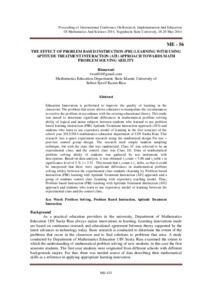 THE EFFECT OF PROBLEM BASED INSTRUCTION (PBI) LEARNING WITH USING APTITUDE TREATMENT INTERACTION ...